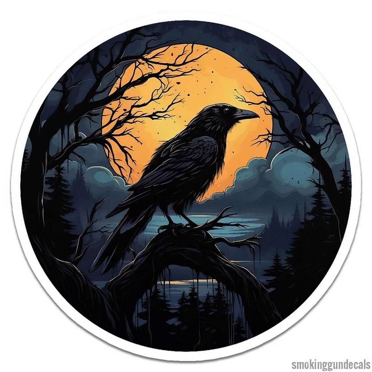 Creepy Crow Moon Sticker Indoor Outdoor Phone Decal Water Bottle ...