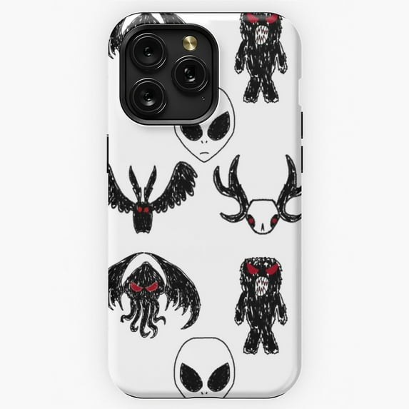 Creepy Cryptids Crayon Sketch Mythic Creature Art iPhone Case 17 11 12 ...