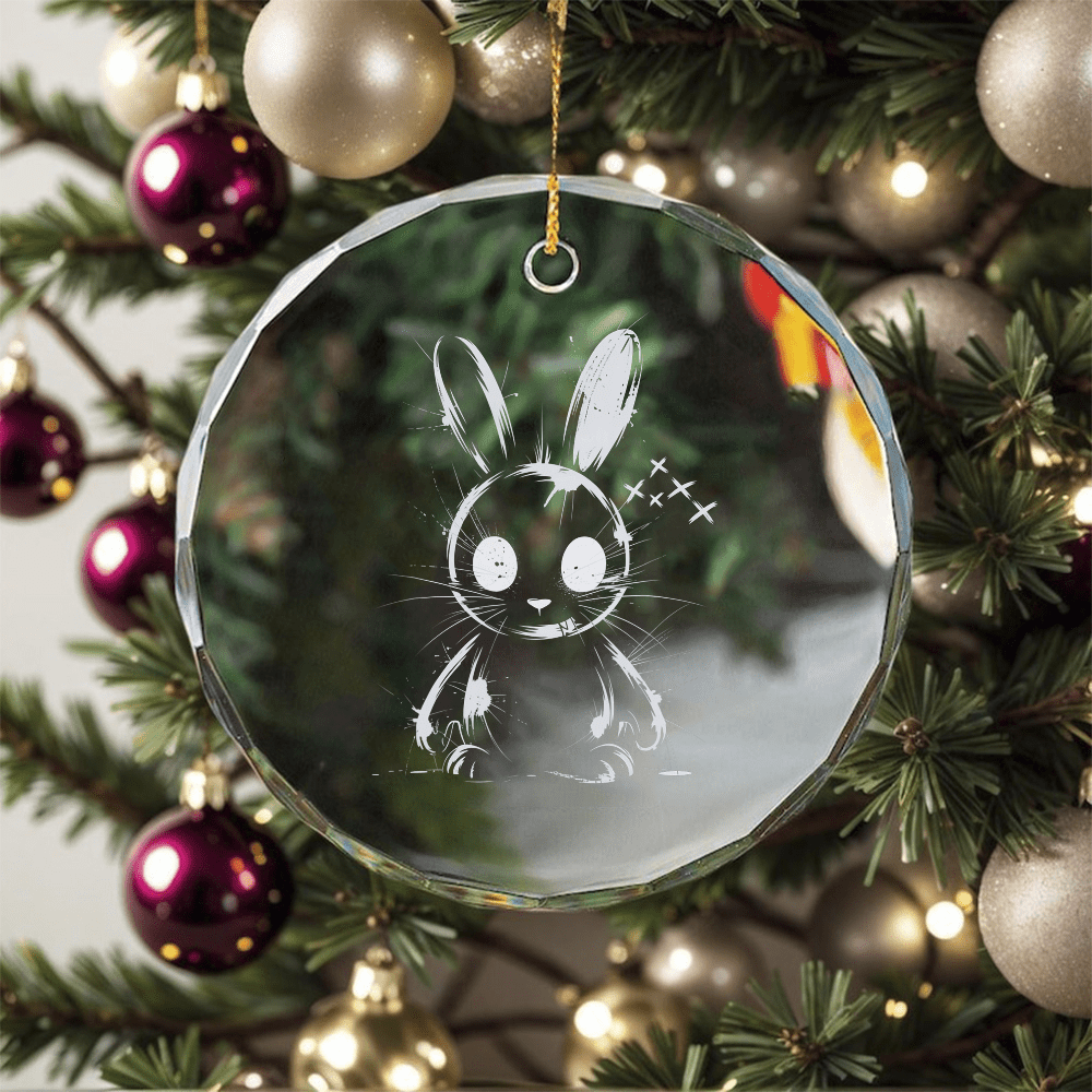 Creepy Cute Rabbit Alt Goth Grunge Horror Ornament, Crystal Glass ...