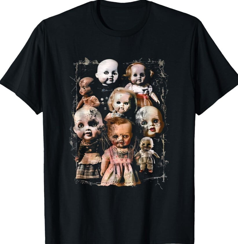 Creepy Dolls Haunted Possessed Horror Movie Goth Alt Scary halloween T ...