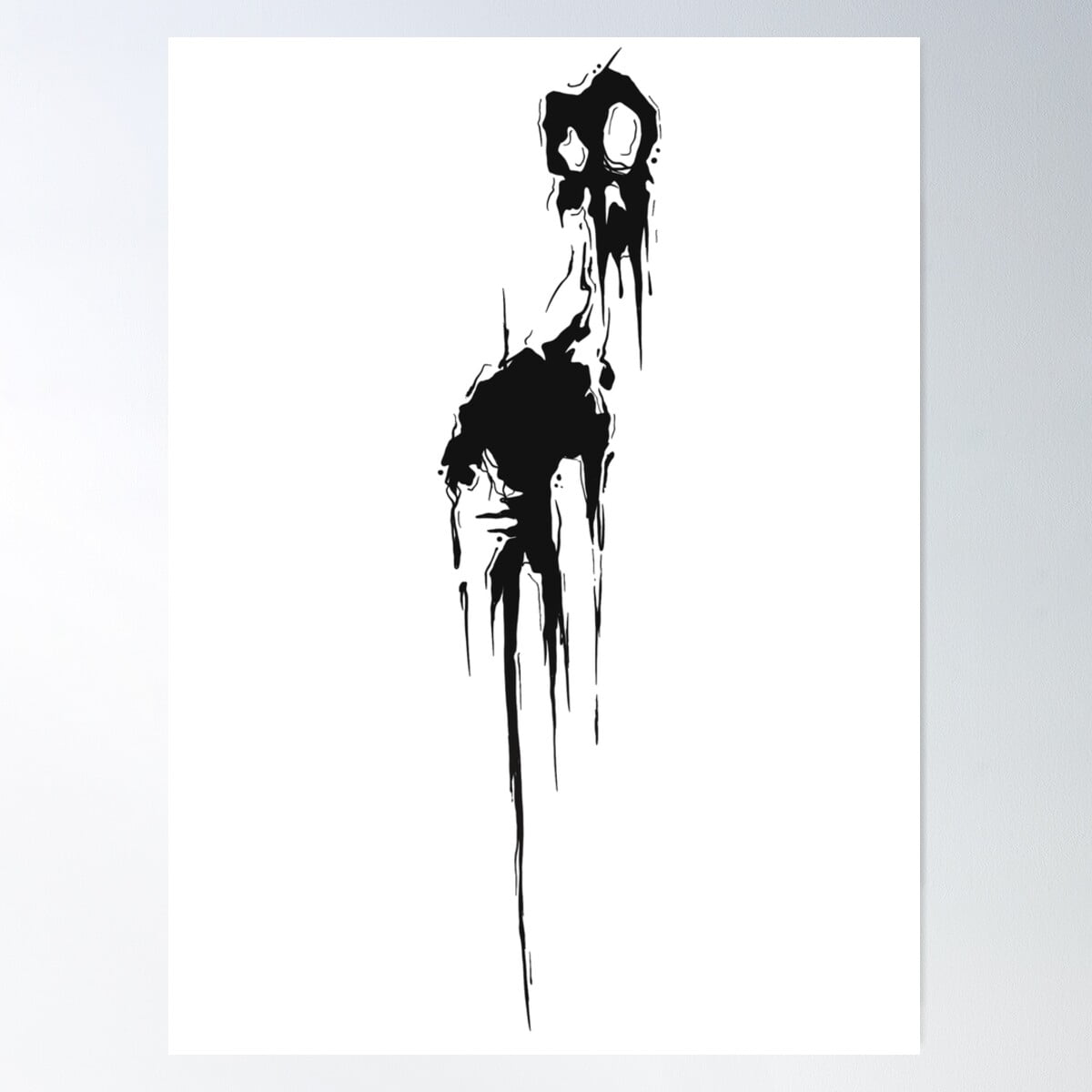 Creepy Dripping Ghoul - Black Spooky Ink Skeleton Design - Poster Wall ...