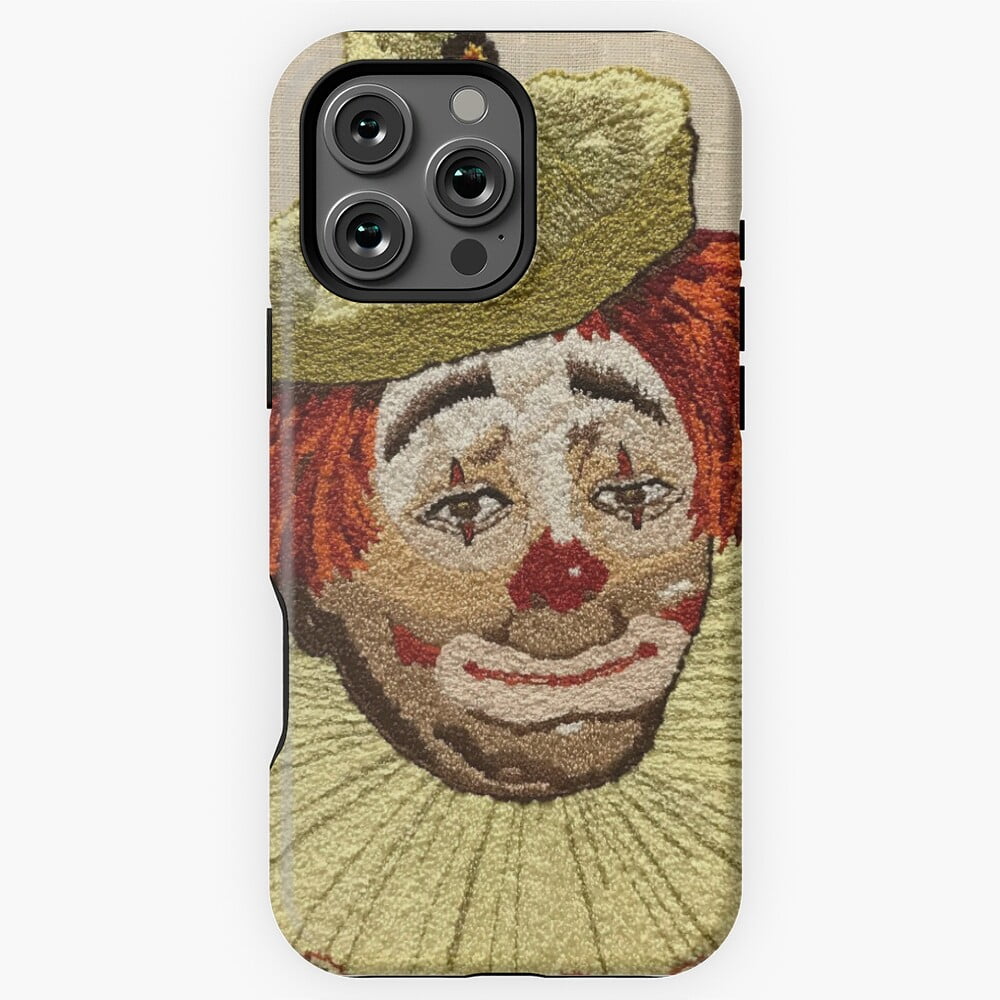 Creepy Embroidered Clown Horror Phone Case for iPhone 16 15 14 13 12 11 ...