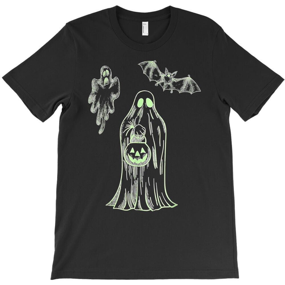 Creepy Ghost, Funny Halloween Glow in the Dark Graphic Tee Unisex T ...