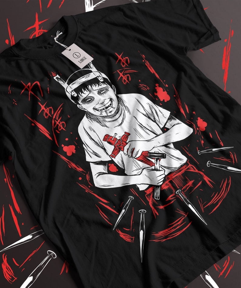 Creepy Girl Horror Manga T-Shirt: Dark Anime Gothic Tee - Walmart.com