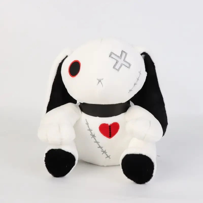 Creepy Goth Bunny Plush Black And White Contrasting Crazy Rabbit Spooky ...
