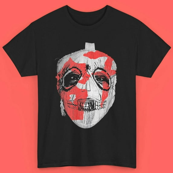 Creepy Grunge Mask Graphic, Red Splatter Horror Face Design, Unisex ...