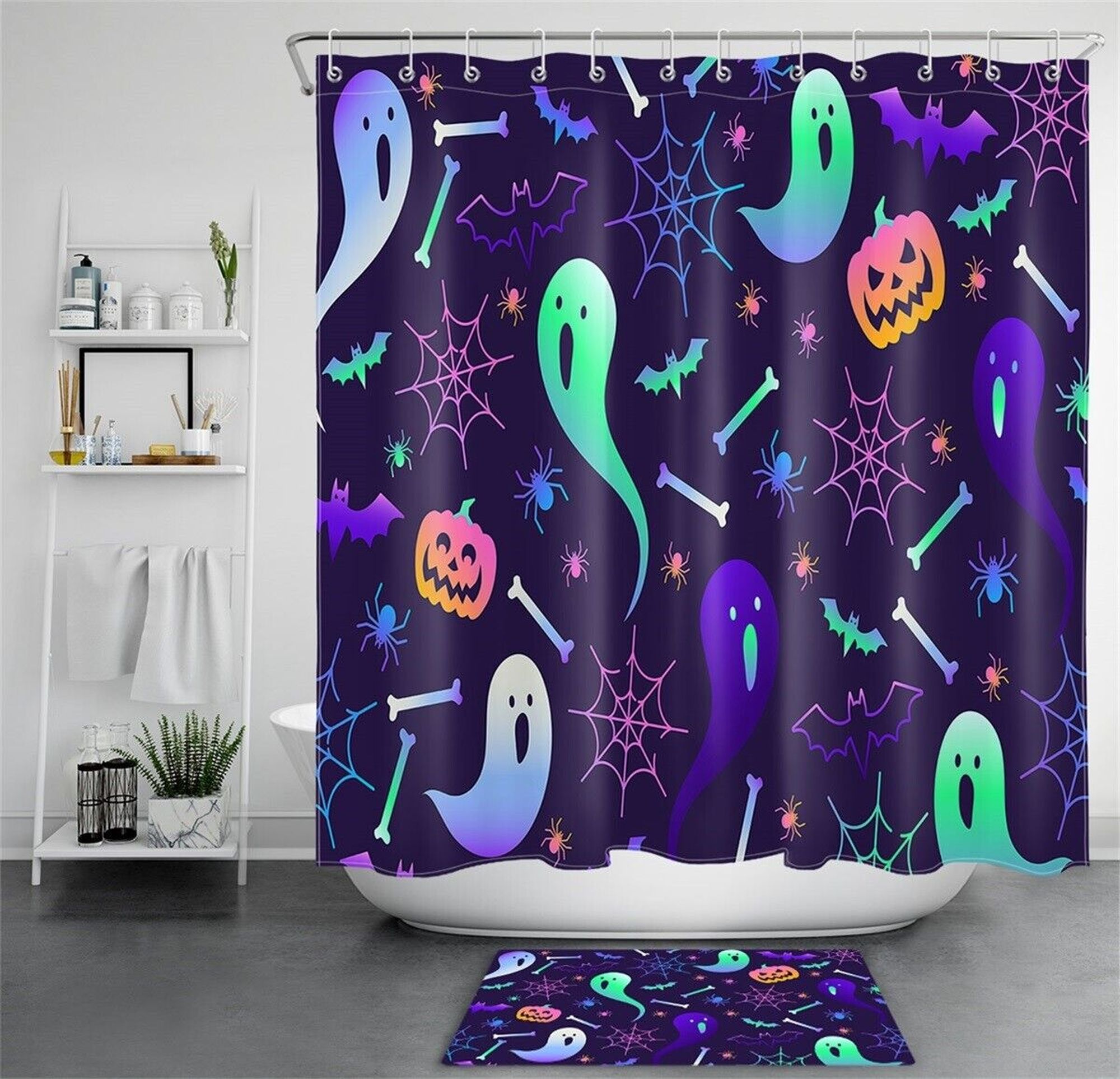 Creepy Halloween Shower Curtain: Waterproof with Spooky Jack-o ...