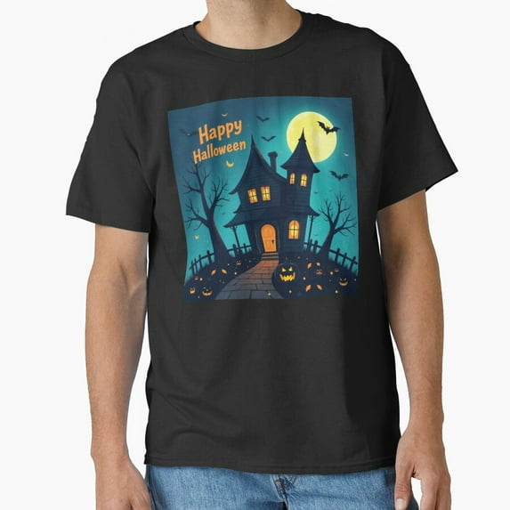 Creepy Haunted House Halloween Night Illustration, Holiday Themed ...