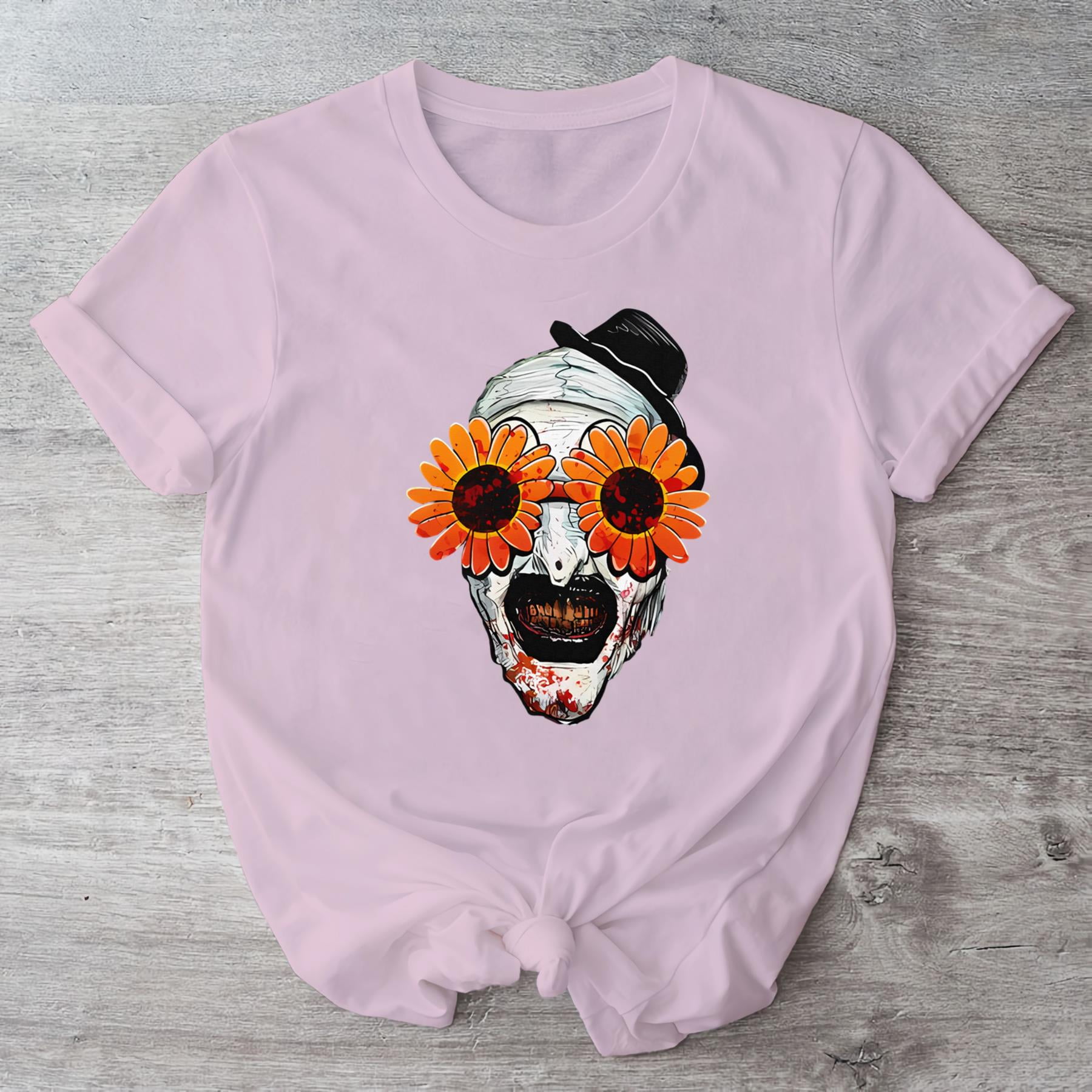 Creepy Horror Sunflower Mask Shirt, Slasher Movie-Inspired Graphic Tee ...