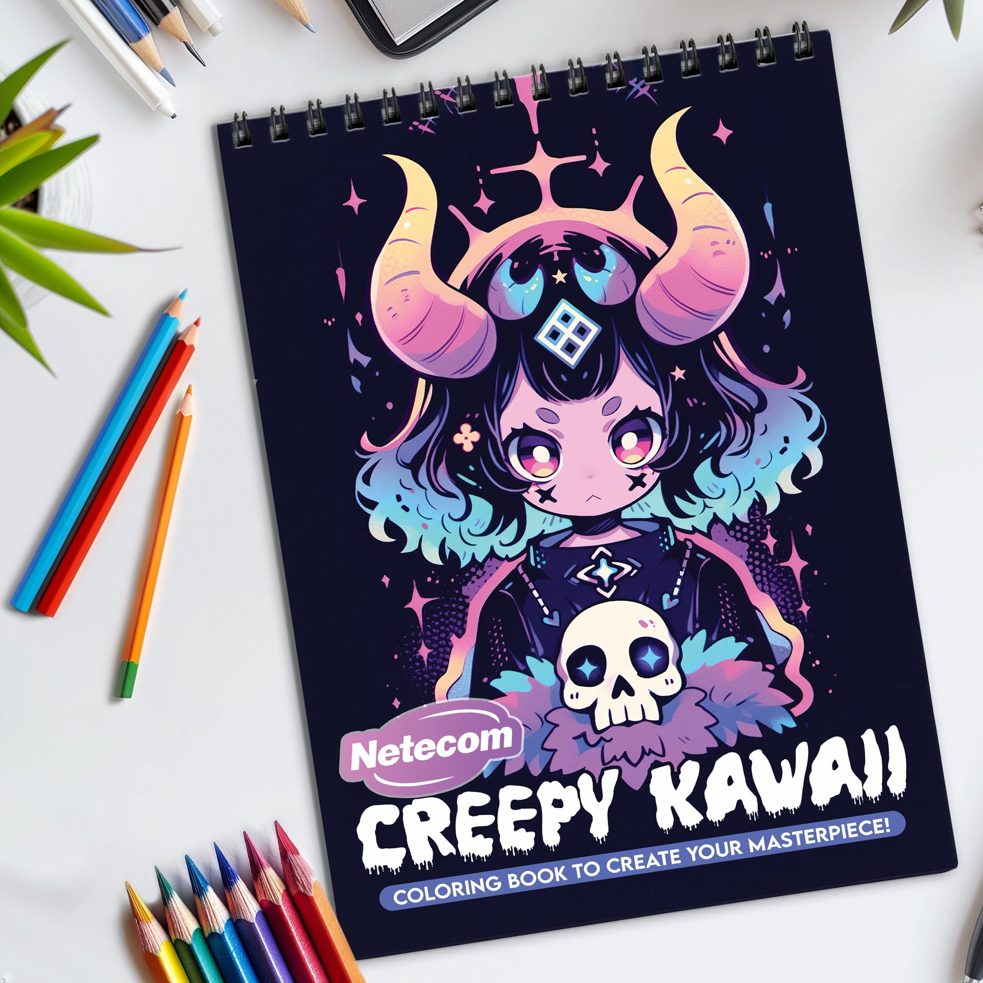 Creepy Kawaii Spiral Bound Coloring Book, Spooky Yet Cute Illustrations ...