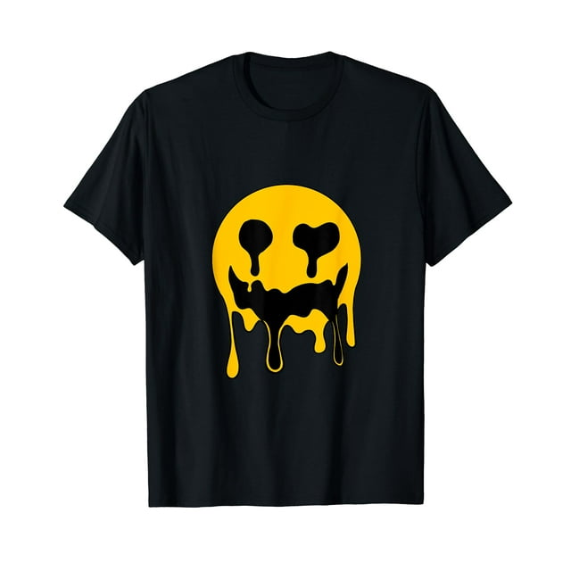 Creepy Melting Smile Smiling Face Scary Dripping Emoticon T-Shirt ...