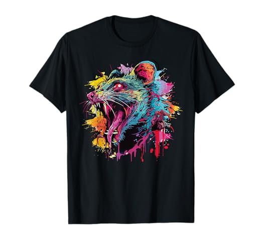 Creepy Niji Rat Zombie Pastel Paint Splash Monster Rodent T-Shirt ...