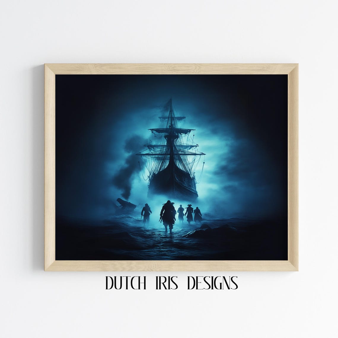 Creepy Pirate Ship On Ghostly Sea, Haunting Wall Art, Dark Nautical ...