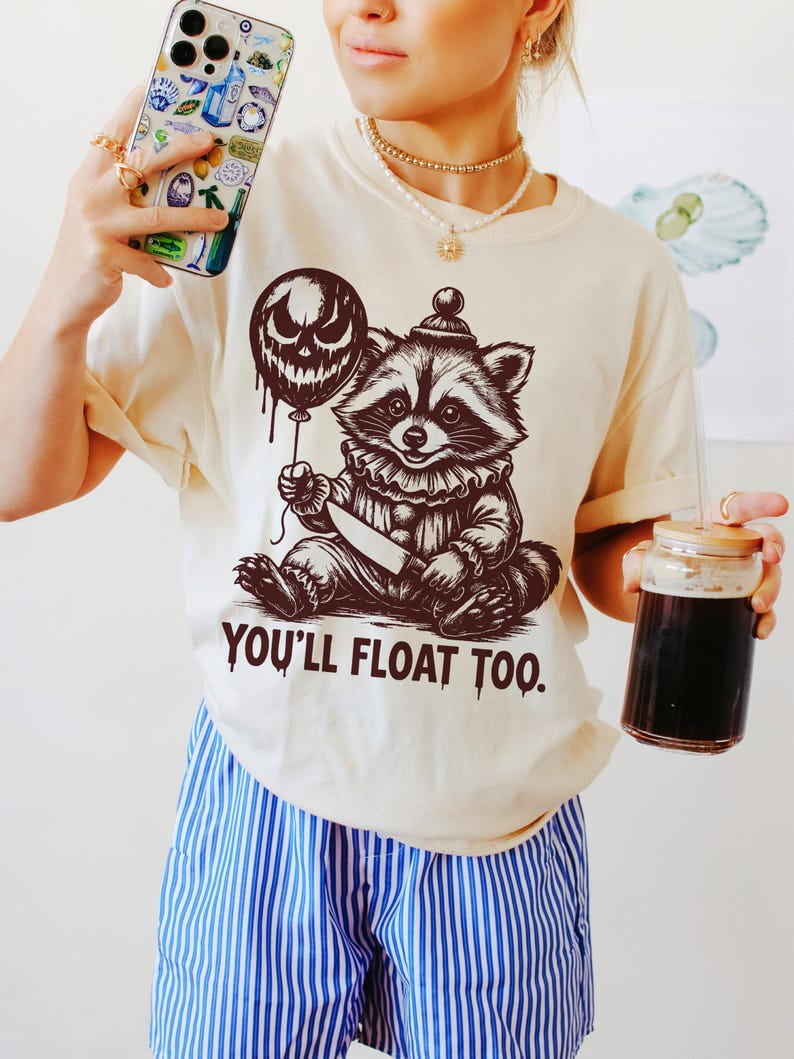 Creepy Raccoon Halloween T-Shirt, Spooky Clown Raccoon Shirt, Scary ...