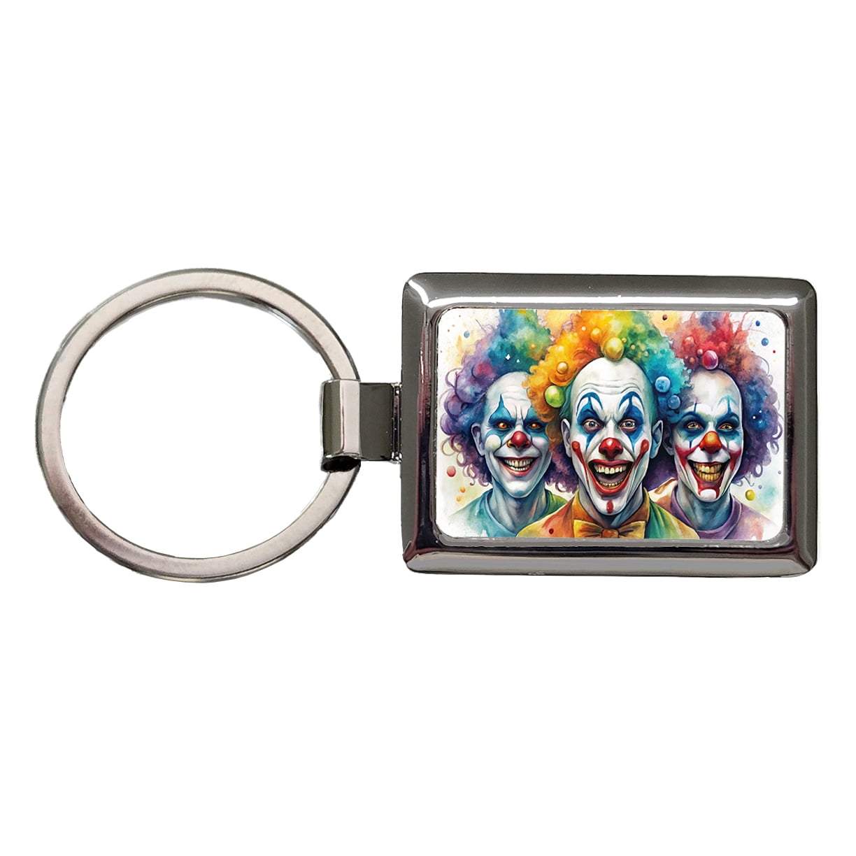 Creepy Scary Evil Killer Clowns Watercolor Metal Rectangle Keychain ...