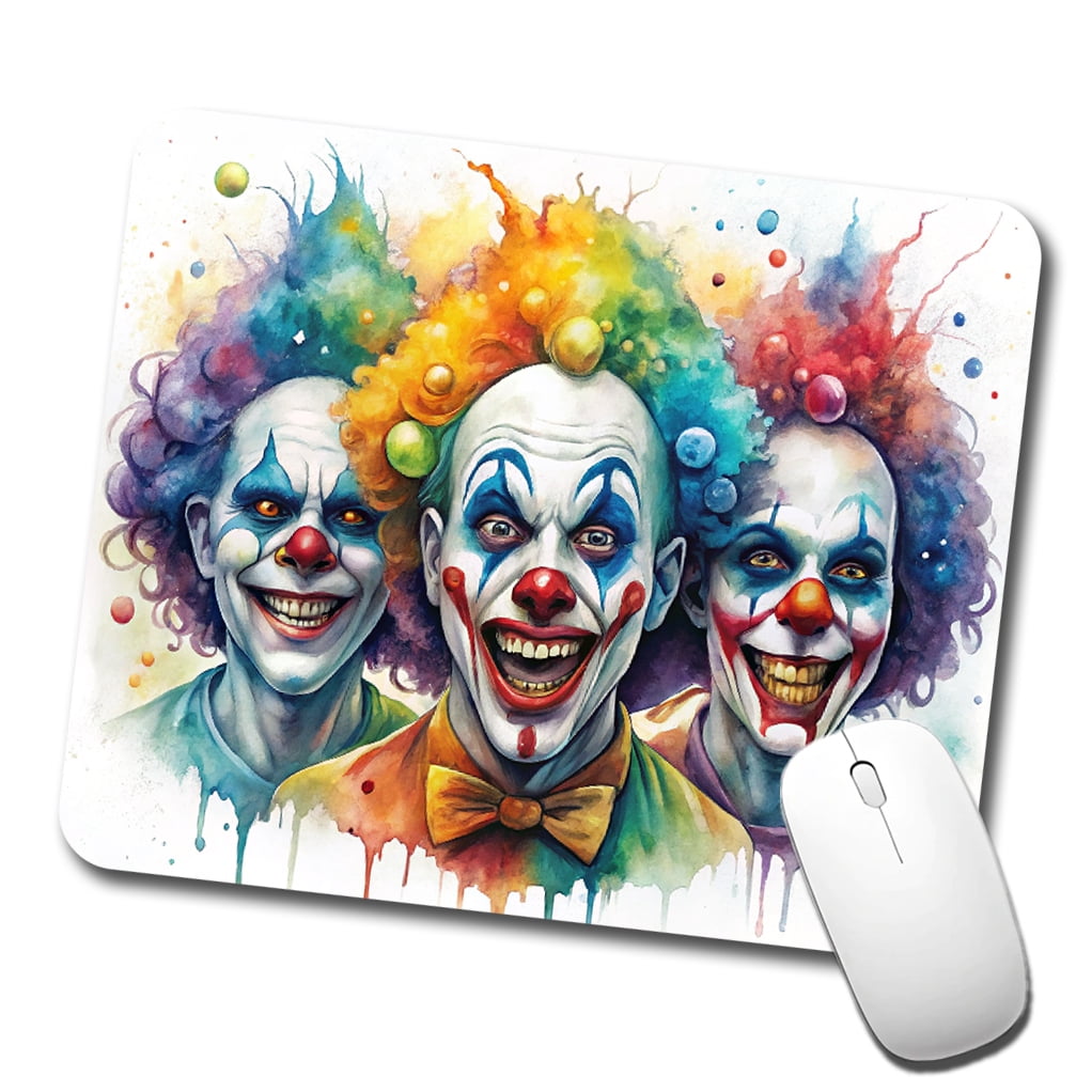 Creepy Scary Evil Killer Clowns Watercolor Mouse Pad Low Profile Gaming ...