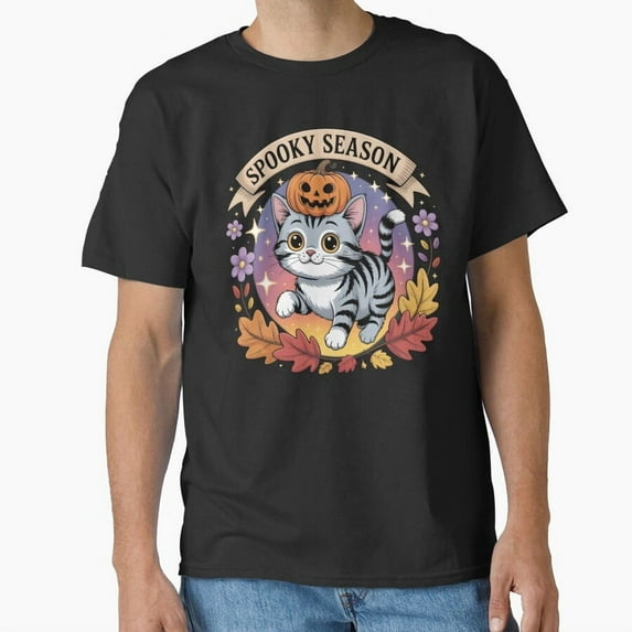 Creepy Season Adorable Ghost Kitty Pumpkin Hat H46234 Unisex T-Shirt ...