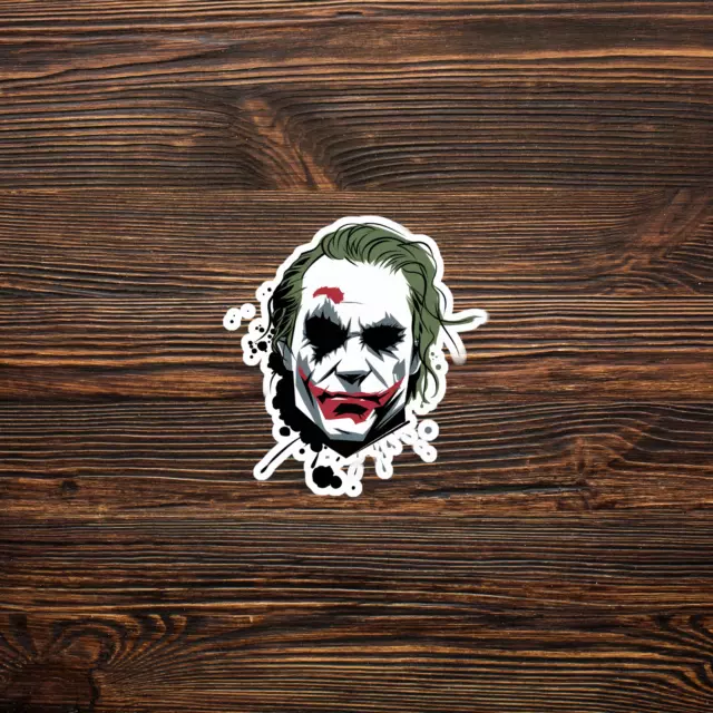 Creepy Smiling Joker Face Sticker - Villain Green Hair Red Lips Black ...