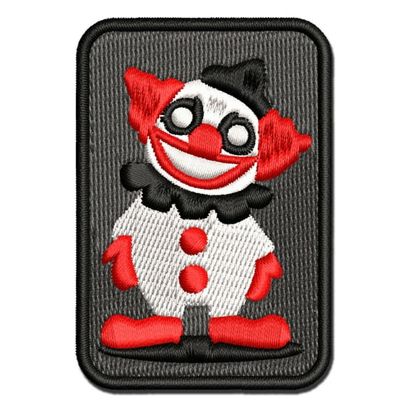 Creepy Spooky Little Grinning Clown Horror Applique Multi-Color Embroidered Hook & Loop Patch ...