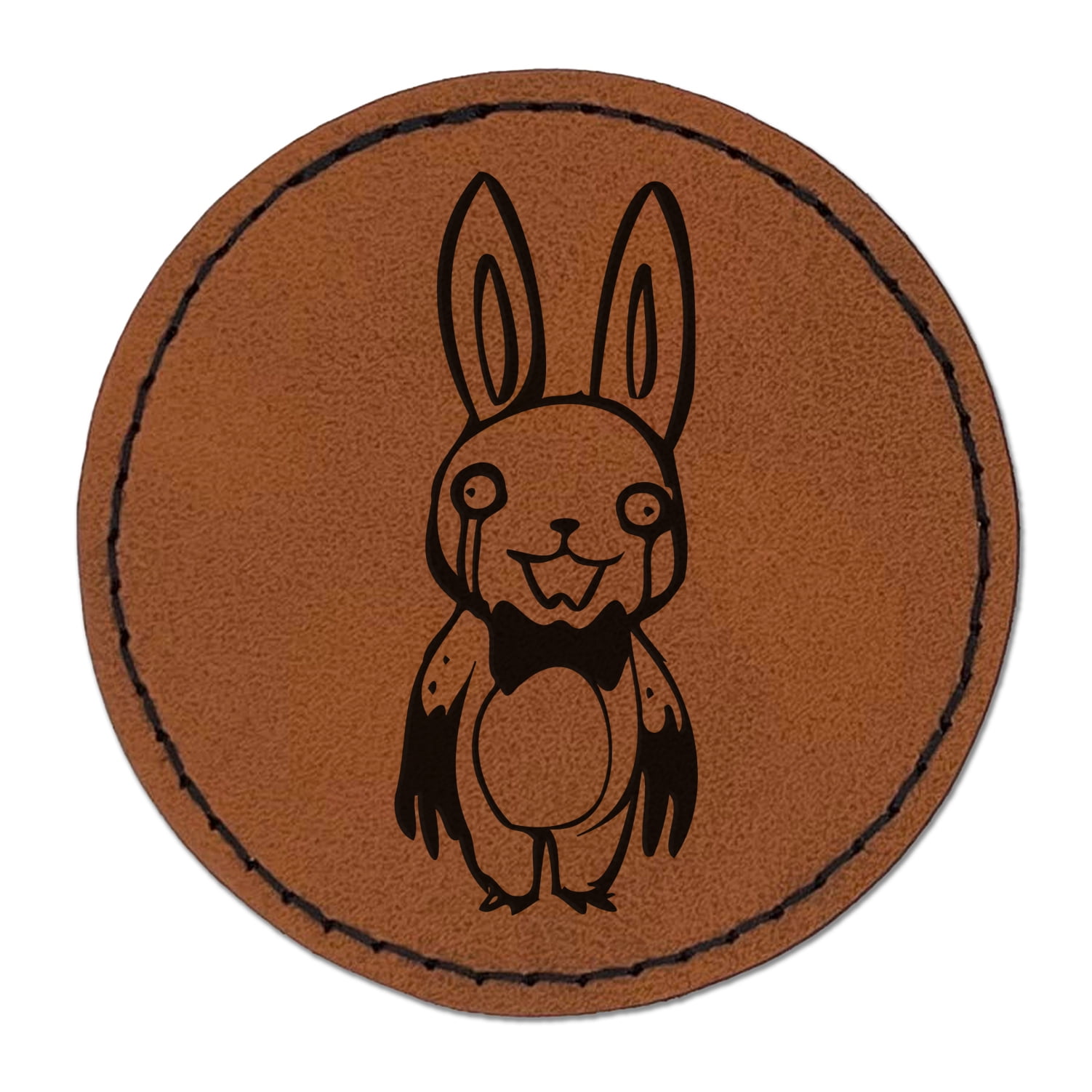 Creepy Spooky Murder Bunny Rabbit Horror 2.5" Faux Leather Round ...