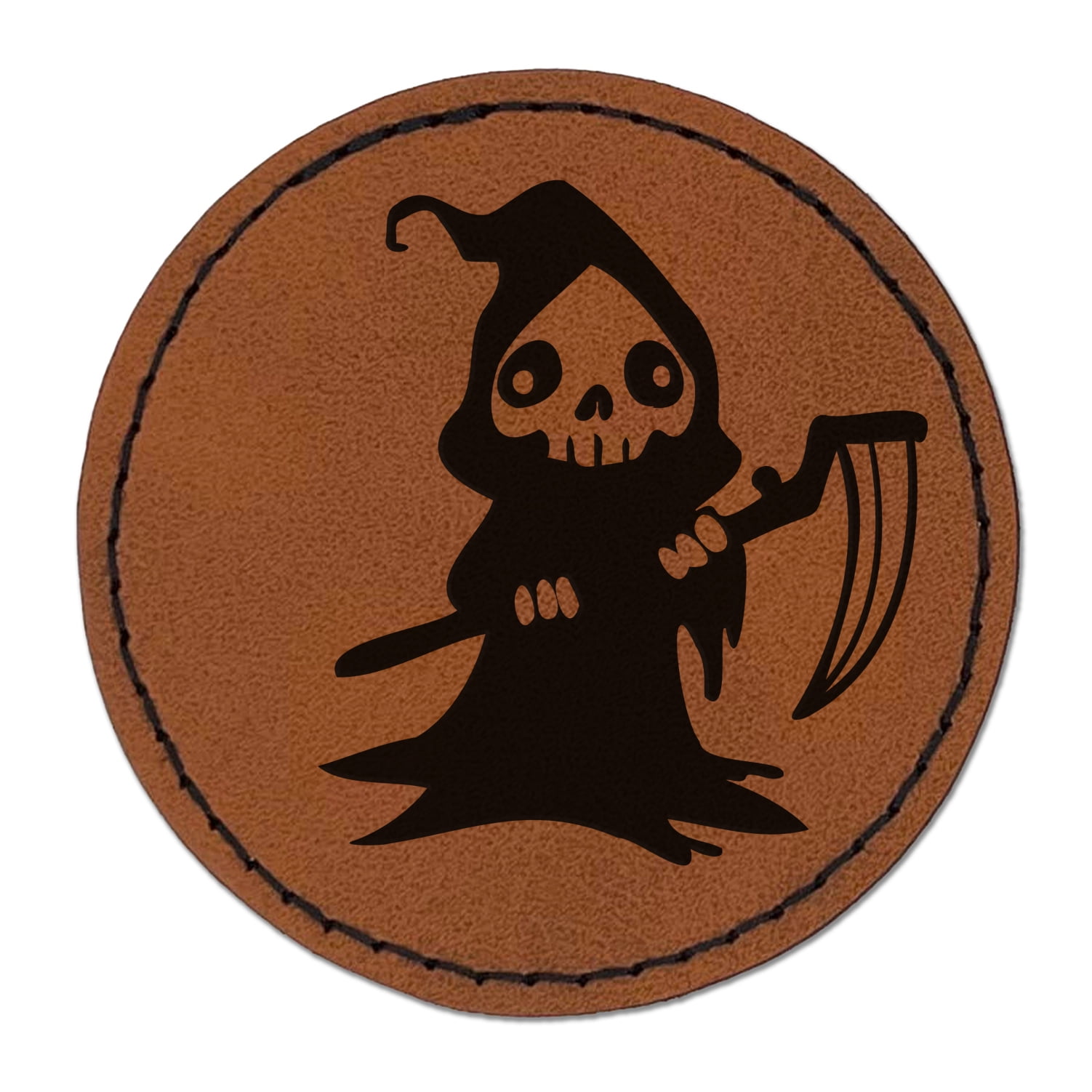 Creepy Spooky Skeleton Grim Reaper with Scythe Horror 2.5" Faux Leather ...