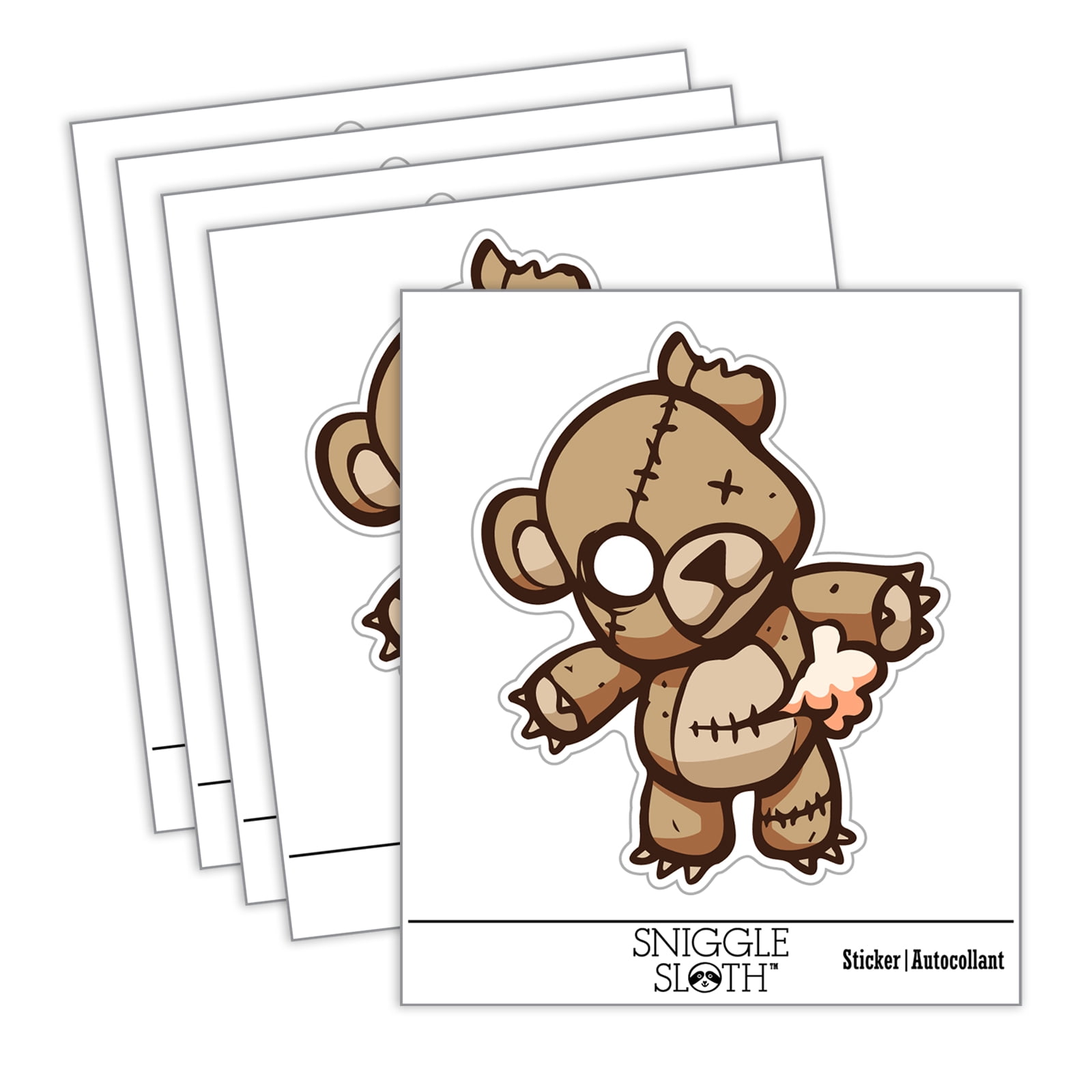 Creepy Spooky Stitched Teddy Bear Horror Car Window Bumper Water Bottle ...