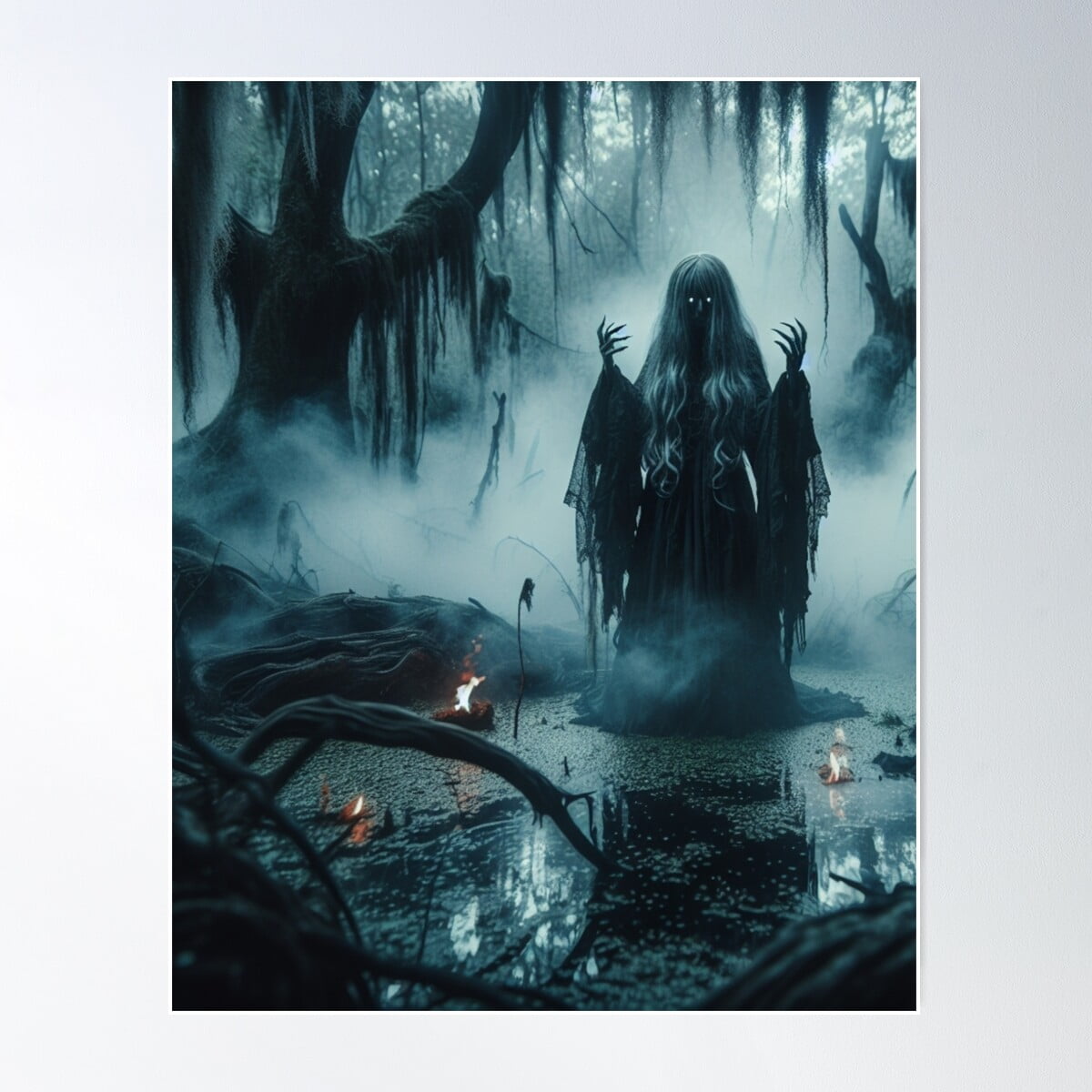 Creepy Swamp Witch, Ethereal Spirit Ghost Poster Wall Art, Modern Wall ...