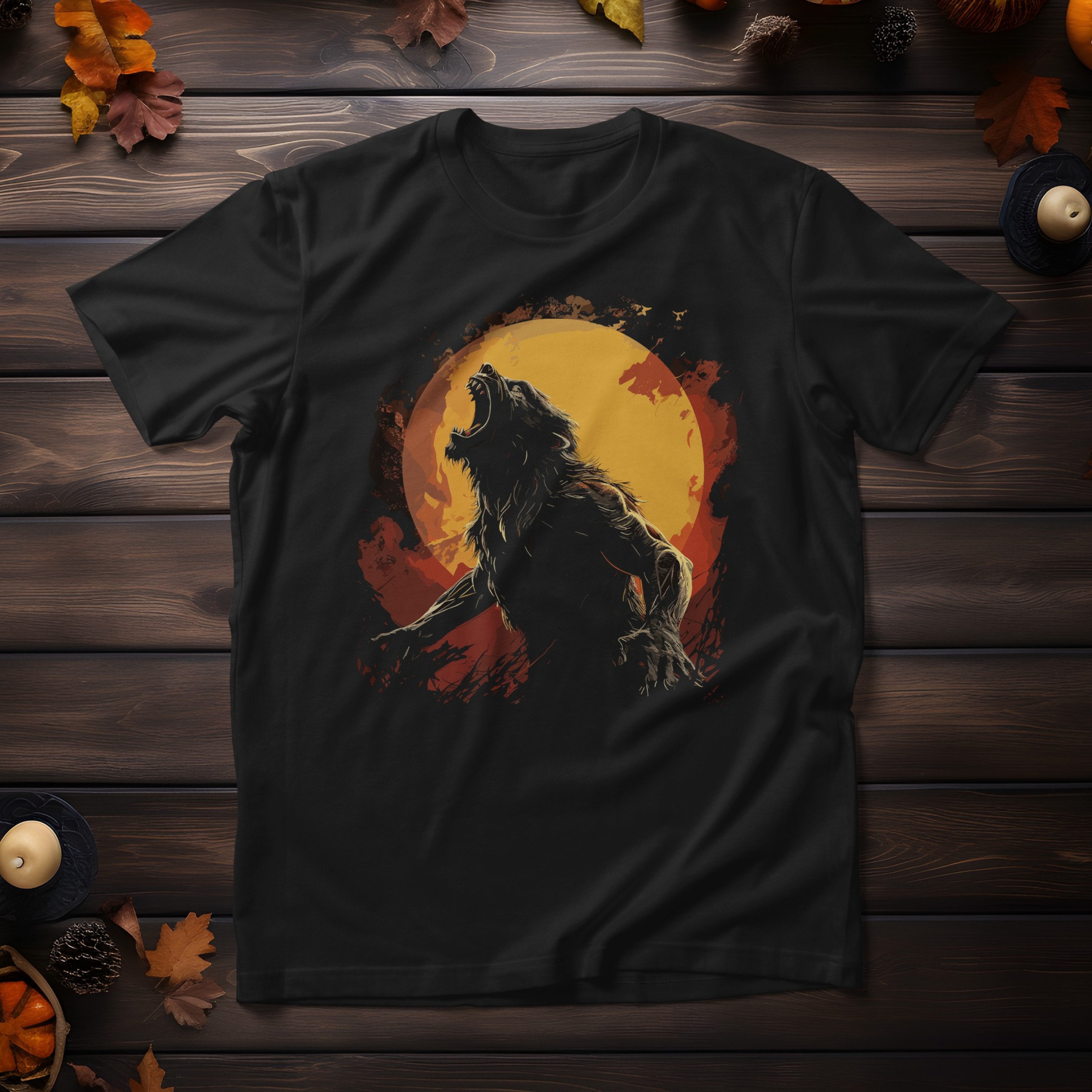 Creepy Werewolf Howl Unisex Cotton Shirt, Vintage Vibe Tee, Halloween ...