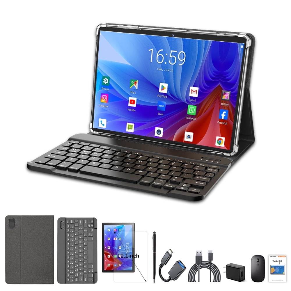 Crelabder 10.1 inch 4G Tablet 6+128GB Dual Wifi 2 in 1 Multi-Accessory ...