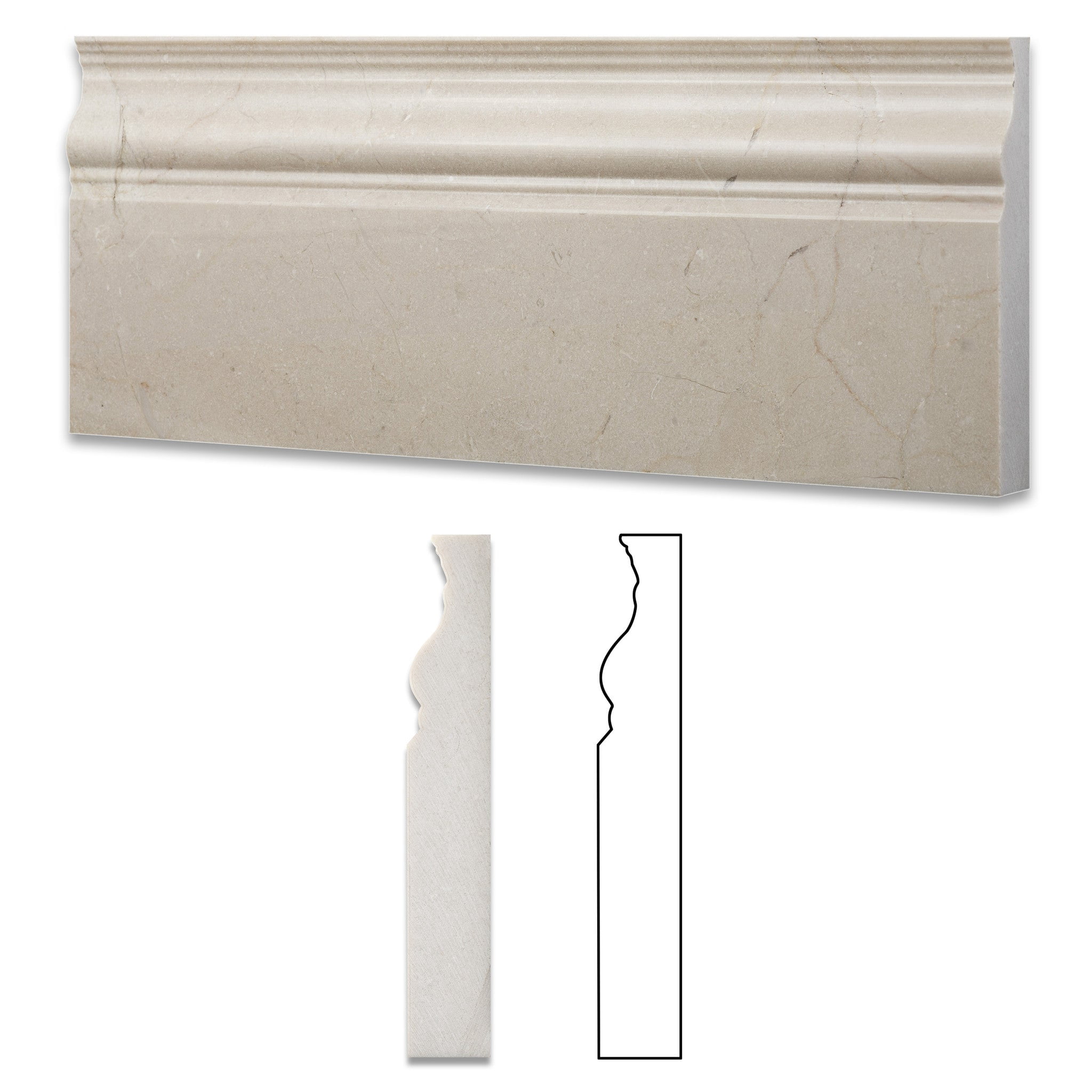 Crema Marfil Marble Honed Baseboard Trim Molding Sample - Walmart.com