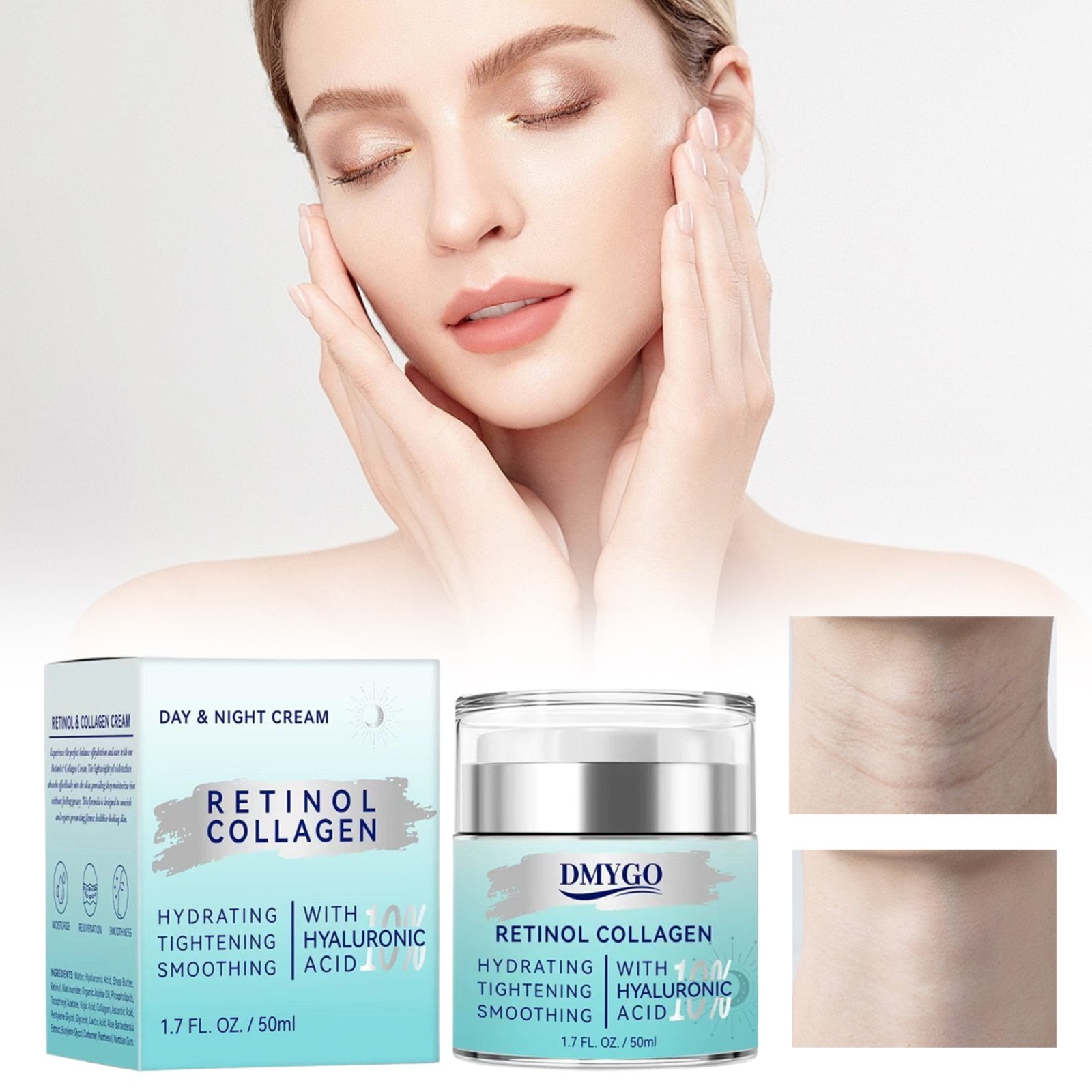 Crema Reafirmante de Cuello y Cara, Levantamiento Facial Instantáneo con Retinol, Colágeno y ...