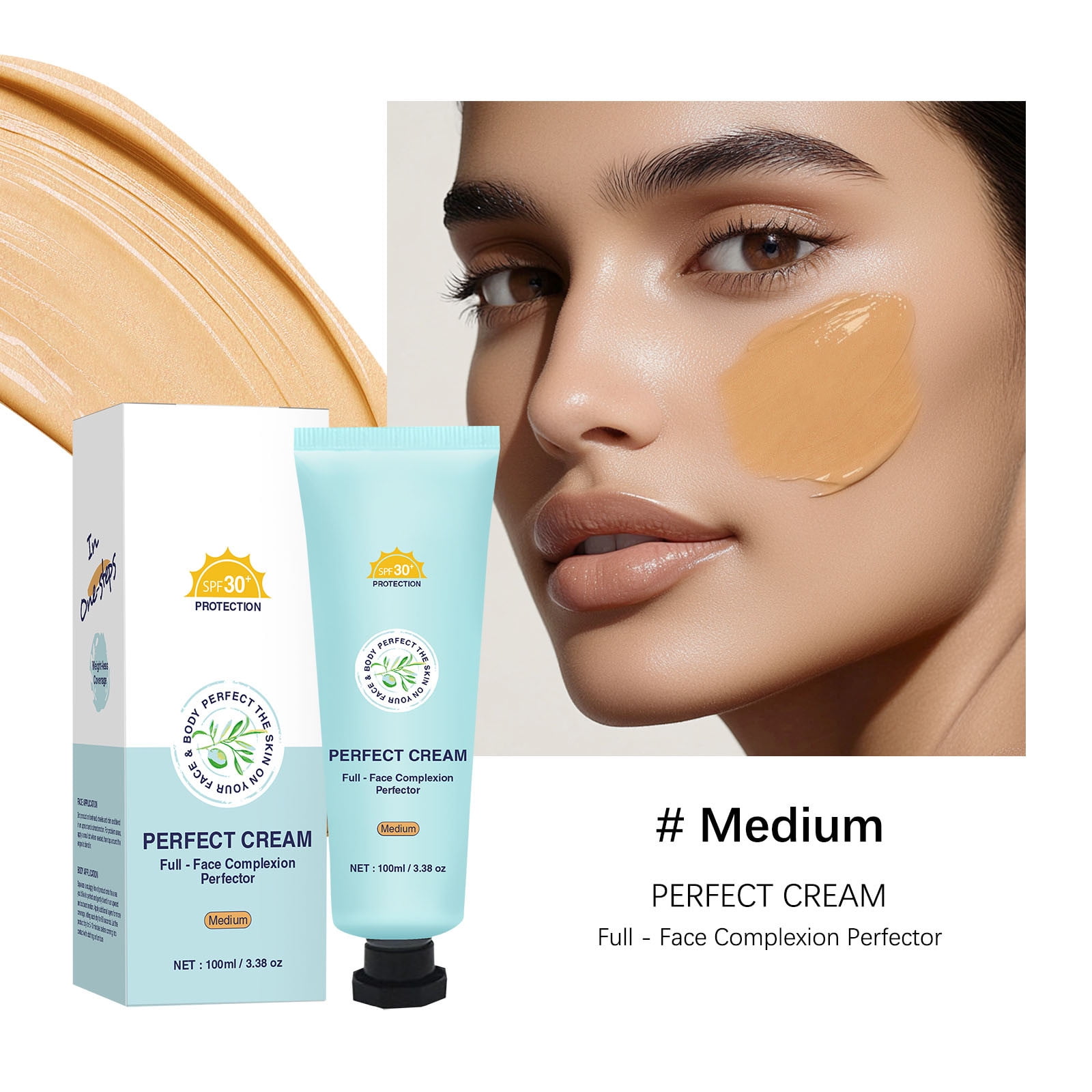 Crema perfeccionadora de efecto completo, resistente al agua y al sudor, de larga duración ...