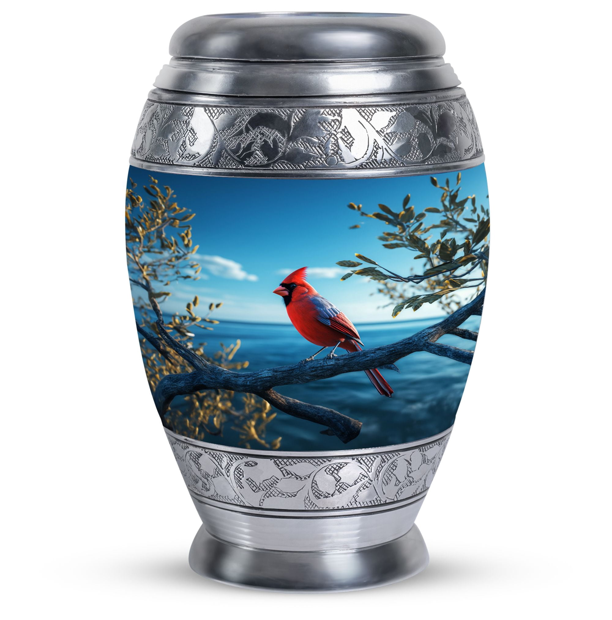 Cremation Cardinal Skies Over Mountain Peak, Cremation Urn For Human ...