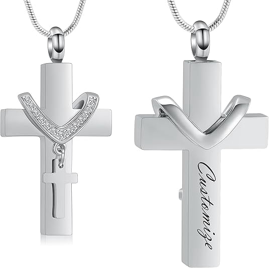 Cremation Cross Necklace for Ashes, Cross Urns Locket Pendant Ashes ...