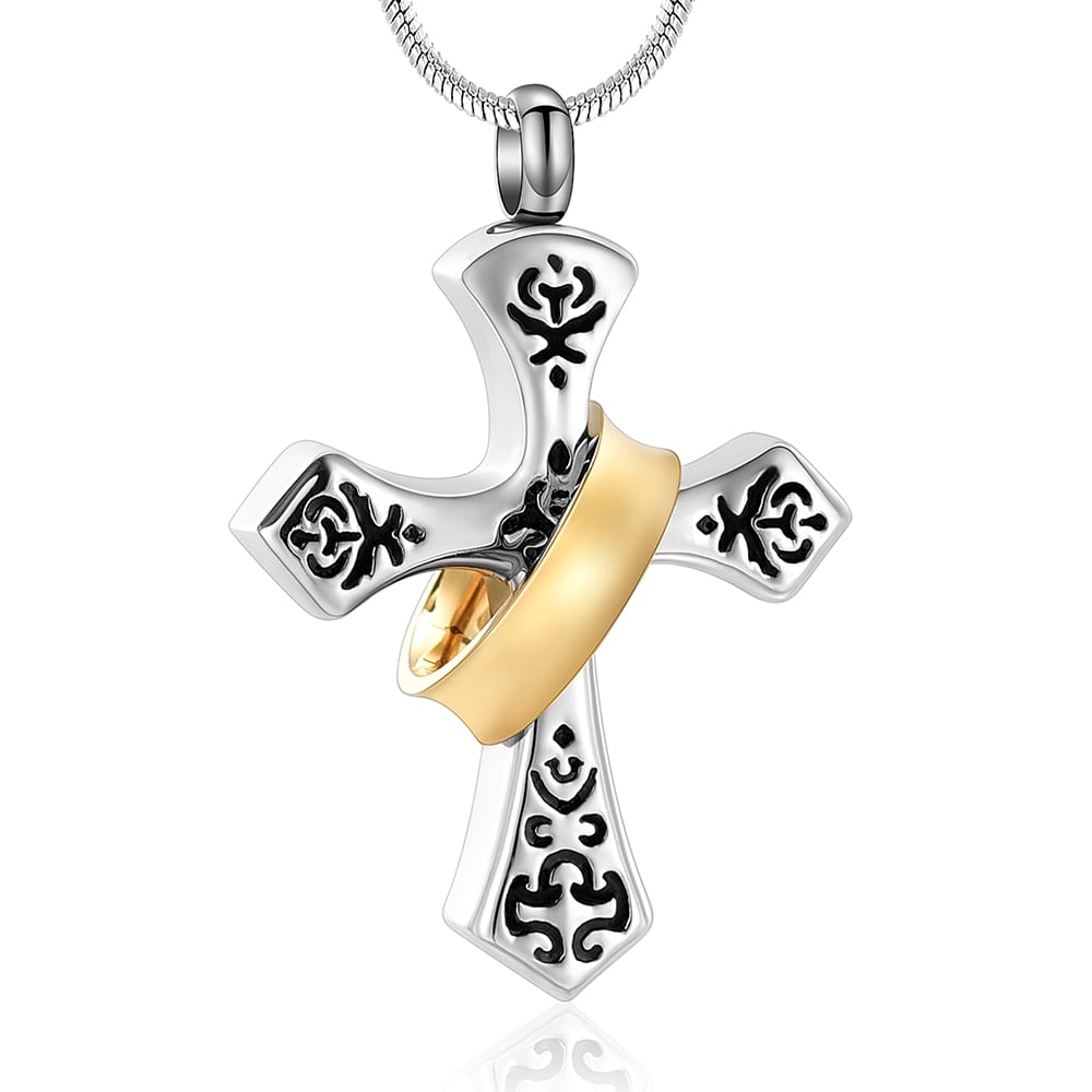 Cremation Cross Urn Necklace for Ashes Stainless Steel Cross Urn ...