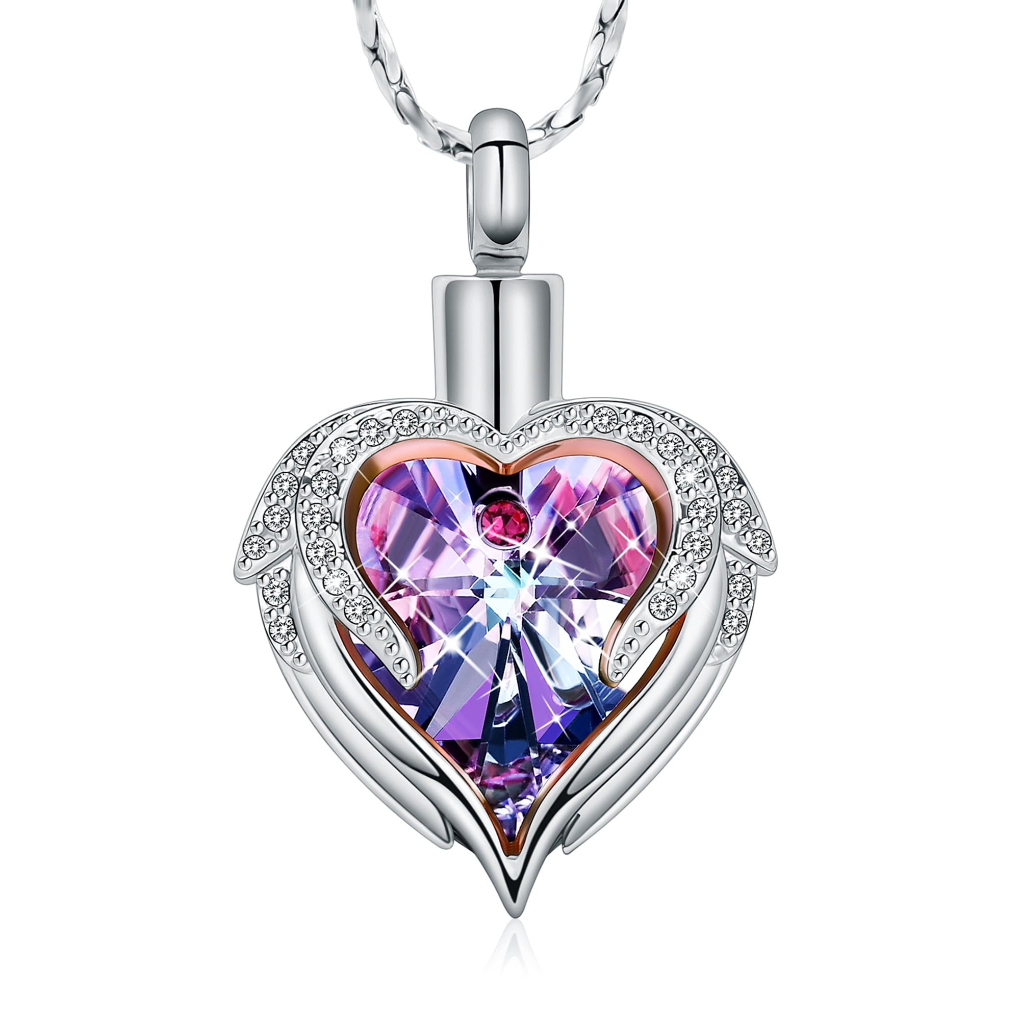 Cremation Jewelry Angel Wing Heart Urn Necklace for Ashes for Women ...
