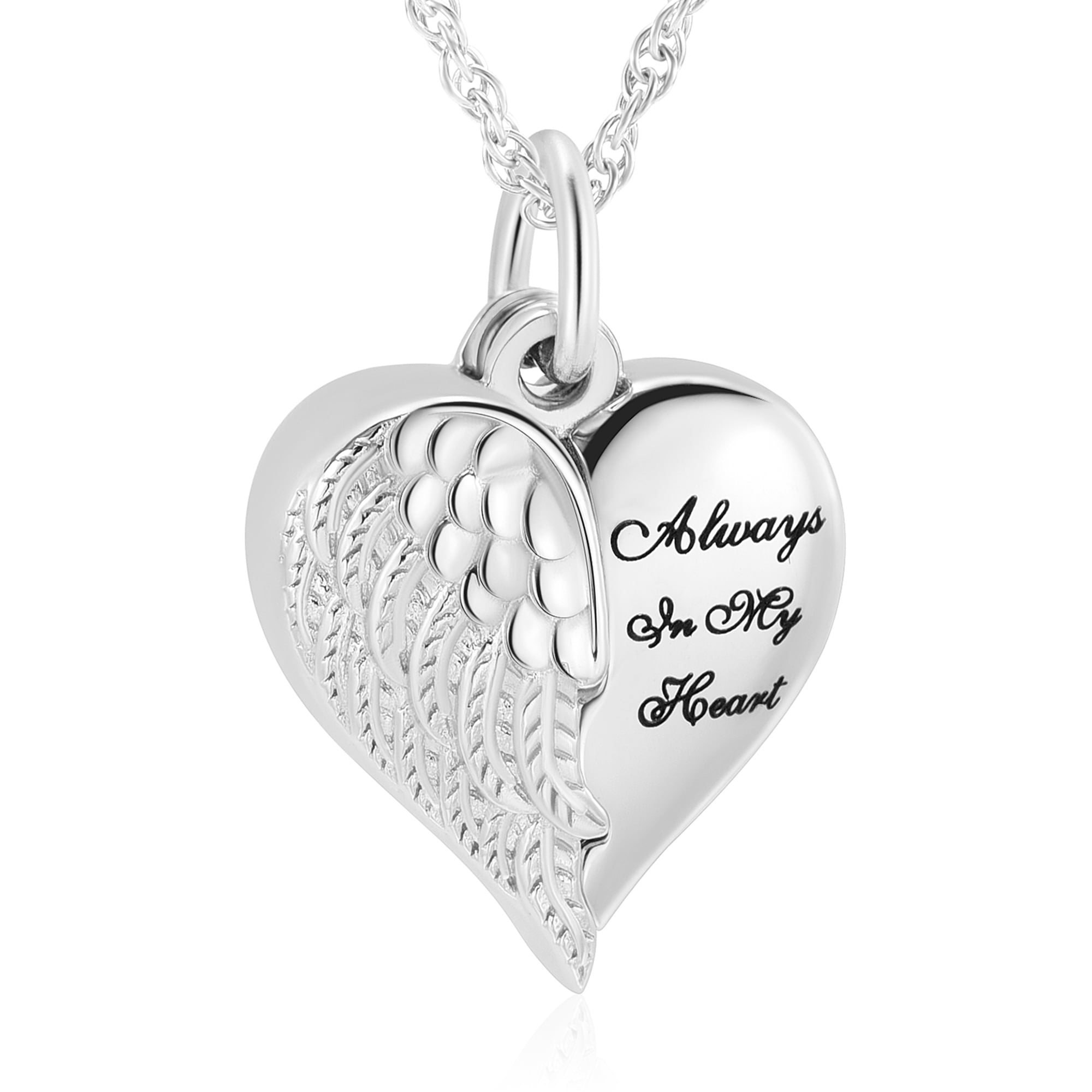 Cremation Jewelry Angel Wing Heart Urn Necklaces for Ashes Memorial ...