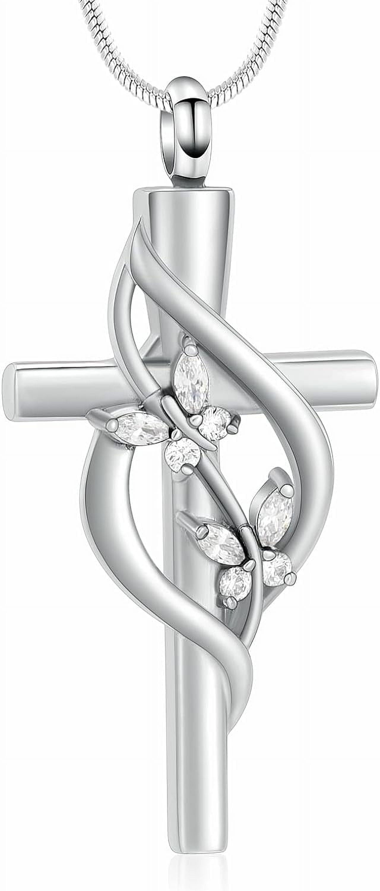 Cremation Jewelry for Ashes - Cross Urn Necklace for Women Men Double ...