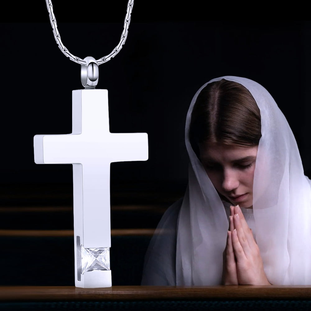 Cremation Jewelry Cross Urn Necklace for Ashes for Women Men Religious ...