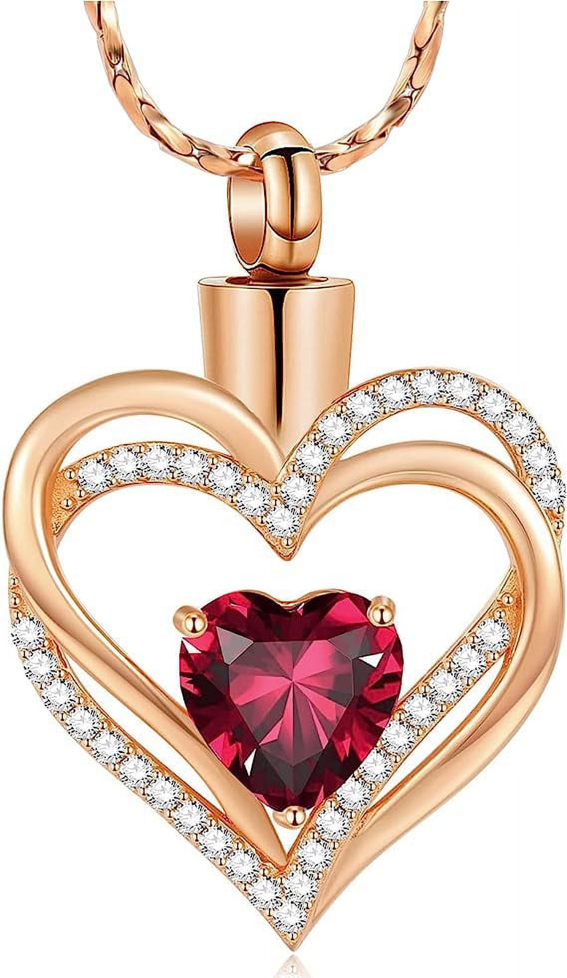 Cremation Jewelry Heart Urn Necklace for Women Birthstone Keepsake Memorial Jewelry Pendant for ...