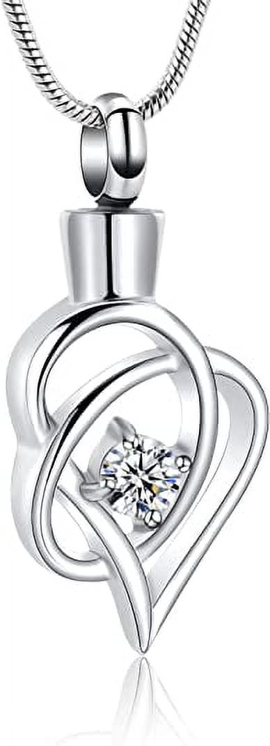 Cremation Jewelry Infinity Heart Urn Necklace for Ashes for Women Men Inlay Crystal Keepsake ...