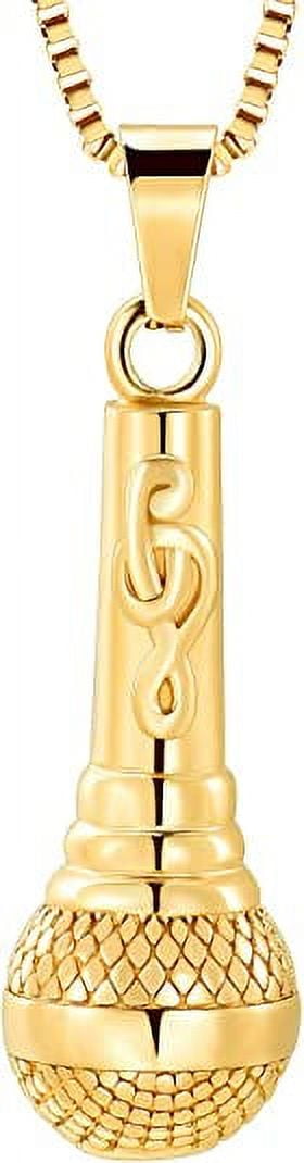 Cremation Jewelry Microphone Urn Pendant Necklace with Note Stainless ...