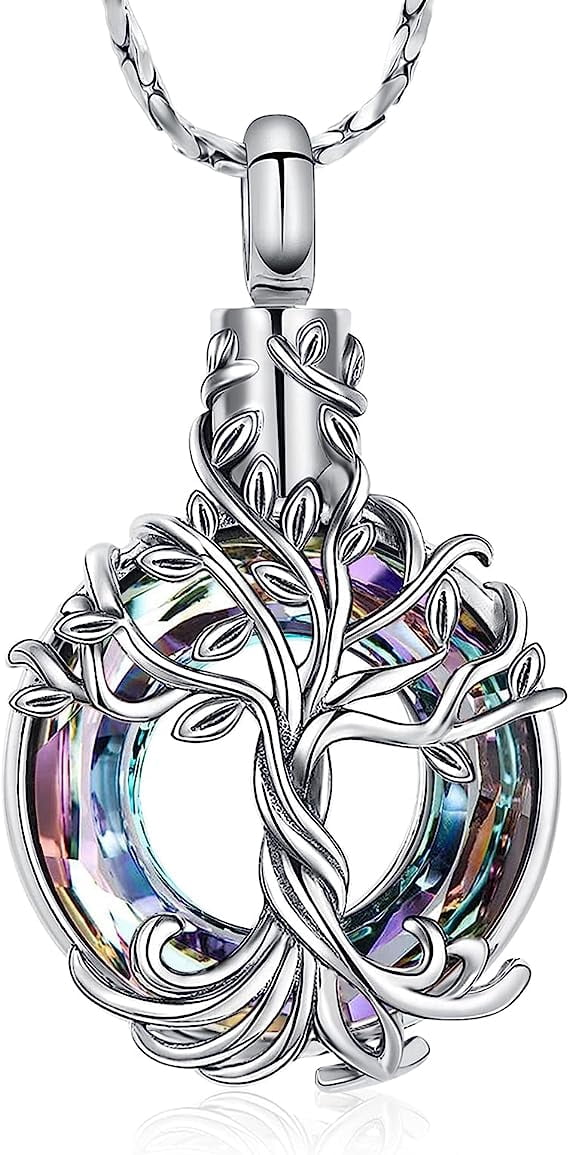 Cremation Jewelry Tree of Life Urn Necklace for Ashes with Circle ...