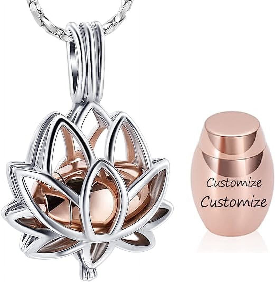 Cremation Jewelry for Ashes - Lotus Flower Ashes Pendant Necklace with ...