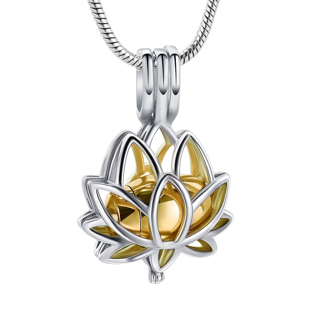 Cremation Jewelry for Ashes - Lotus Flower Ashes Pendant Necklace with ...