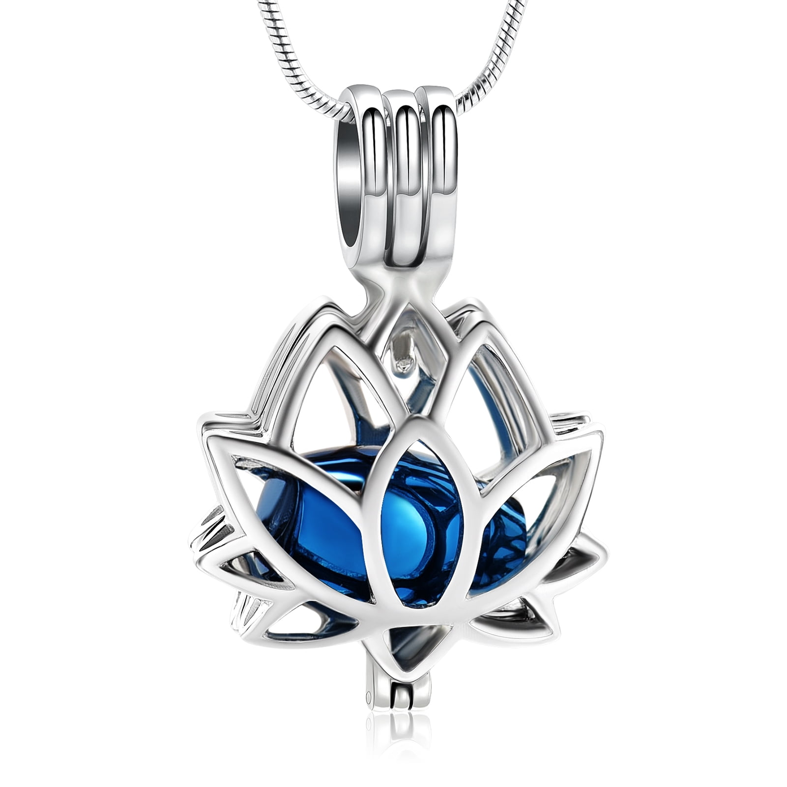 Lotus Flower Urn Necklace for Women Men Ashes Stainless Steel Cremation ...
