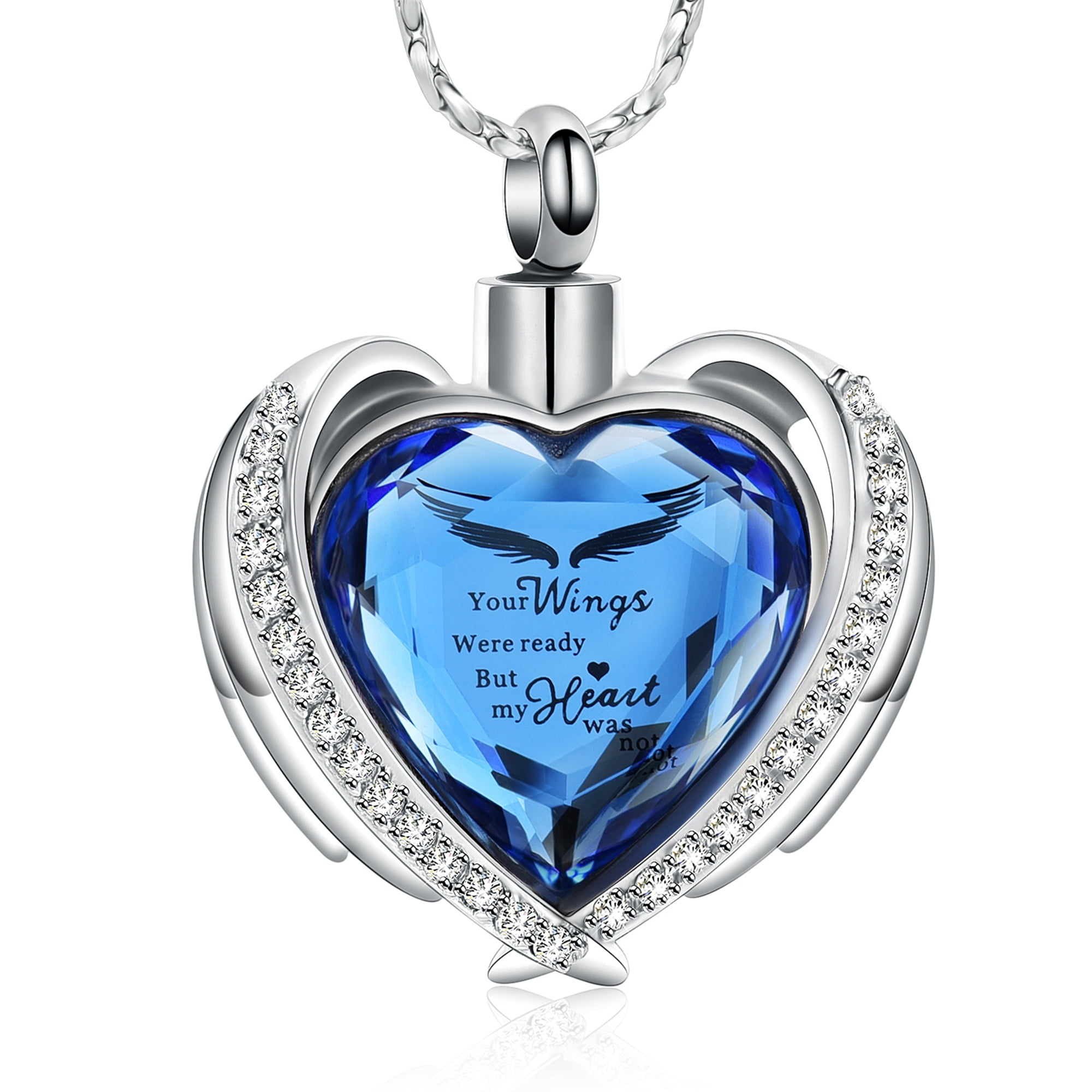 Cremation Jewelry for Ashes Pendant - Crystal Heart Urn Necklace with ...