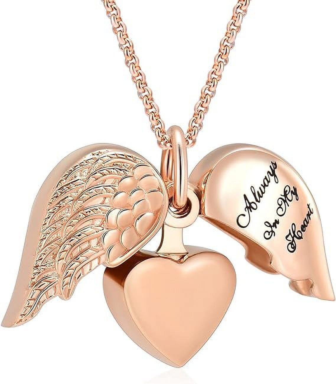 Cremation Jewelry for Ashes for Dad/Mom Family Angel Wing Heart Urn ...