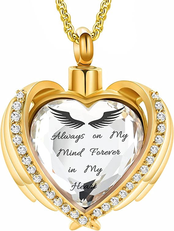 Cremation Jewelry with Crystal Heart Urn Necklace for Ashes Stainless ...