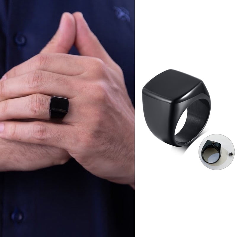 Cremation Ring, Black Urn Signet Rings, Ashes Holder Urn Ring, Keepsake ...